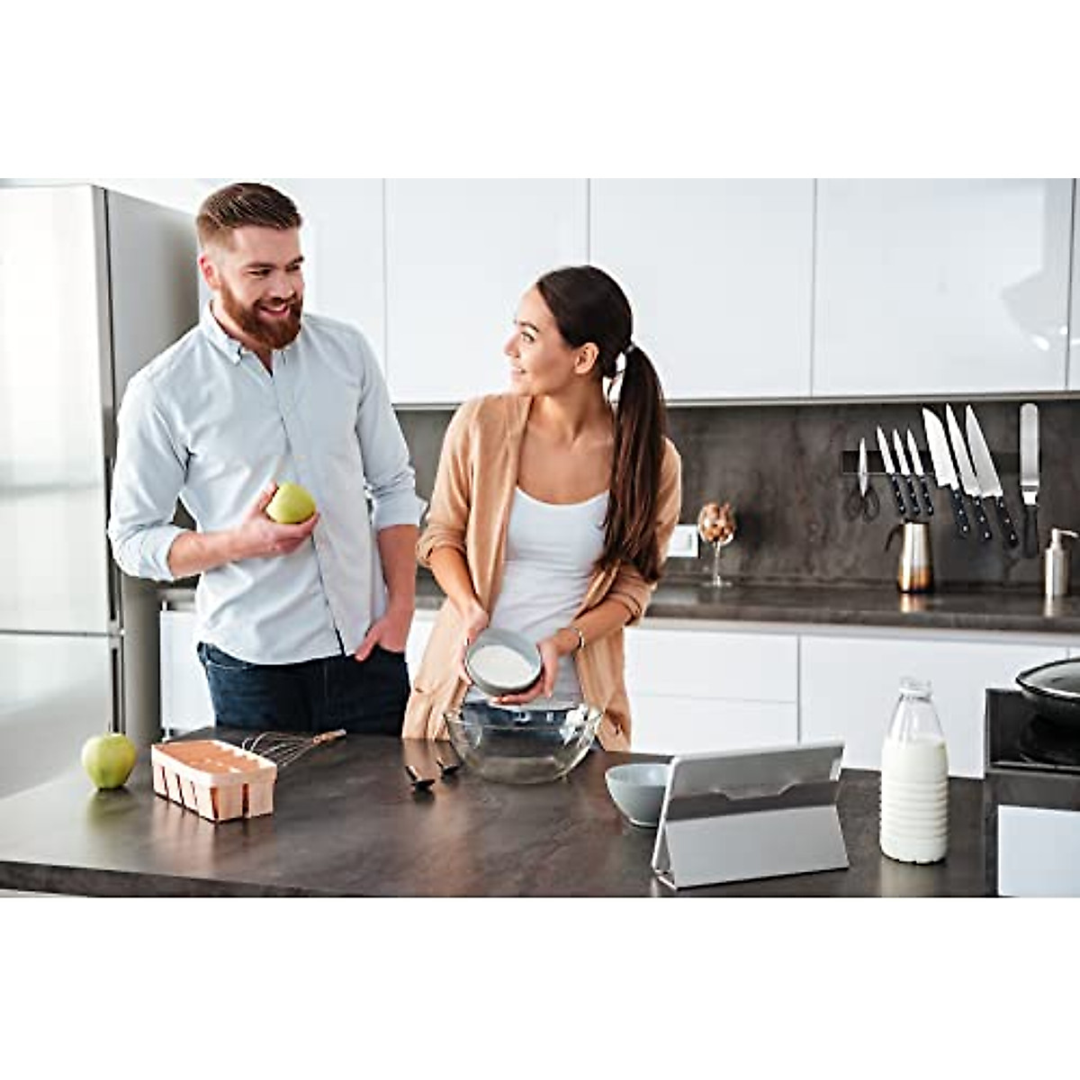 SUMPRI Magnetic Knife Holder for Wall (16Inch -Stainless Steel) Magnet Knife Strip -Strong Powerful Knife Rack Storage Display Organizer-Securely Hang Your Knives On a Multipurpose Kitchen Bar (Black)