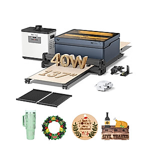 WECREAT Vision 40W Laser Engraver and Cutter Machine with Automatic Conveyor Feeder, Fume Extractor, 4-in-1 Rotary, Air Assist, Laser Bed for DIY Engraving and Cutting Acrylic Wood Metal Leather