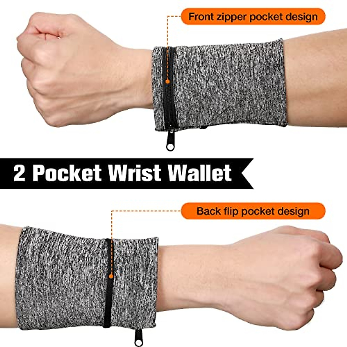 5 Pieces Wrist Wallet Running Wallet Wristband Wrist Wallets for Women Men Wrist Pouch Zipper Wrist Wallet for Running Walking Hiking Jogging Travel