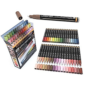 36 Acrylic Paint Pens Skin and Natural Earth Tone Marker Set For Rock Painting, Canvas, Mugs, Glass, Plastic, Wood, Metal, Fabric, Scrapbooking, Most Surfaces. Quick Drying Waterbased (EXTRA FINE)