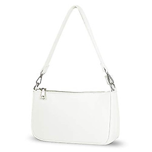 NIUEIMEE ZHOU Small Shoulder bag with 2 Removable Straps Cross Body Clutch Purse Handbag for Women (Style 3-Leather White)