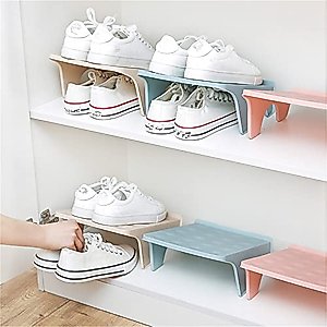ASkinds 4 Pack Shoe Stacker Slots Space Saver, Double Layer Stack Shoe Racks, Increase Space by 200% Shoe Stackers for Home Closet Organization(Apricot)