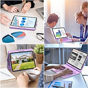 GGH Touchpad Keyboard Case for iPad 10th Generation,Multi-Touch Trackpad Keyboard Case with Apple Pencil Holder,360°Rotatable Protective Cover for Apple 2022 10.9-inch iPad(Light Purple)