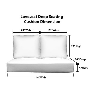 RSH DECOR: Deep Seating Loveseat Cushion Set | 44” x 24” Loveseat | All-Weather Spun Fabric | Water-Resistant | Outdoor Foam Settee and Pillow Back Cushions for Patio Furniture | Orange