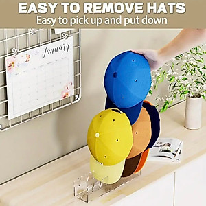 generic Hat Stand for Baseball Caps 2 Pack - Acrylic Hat Holder Display and Organizer- No-Install Holder for 14 Baseball Caps - Ideal for Closet, Dresser, or Shelf, ‎Clear