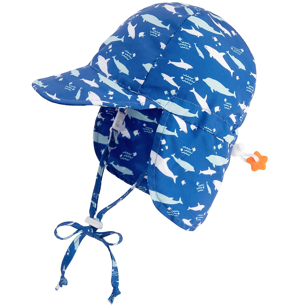 SimpliKids Toddler Sun Hat UPF 50+ UV Ray Sun Protection Hat Baby Sun Hats w/Neck Flap Infant Sun Hat for Baby Beach Hat,Shark,0-12 Months