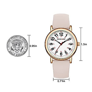 GOLDEN HOUR Waterproof Nurse Watch for Medical Professionals, Students Women Men - Military Time Luminouse Easy Read Dial, 24 Hour with Second Hand, Colorful Silicone Band in Rose Gold Champagne