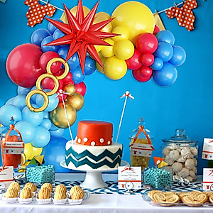 Balloon Arch Kit, Red Blue Yellow Balloons Garland Kit with Explosion Star Foil Balloons for Cartoon Hedgehog Carnival Circus Theme Birthday Party Baby Shower Decorations
