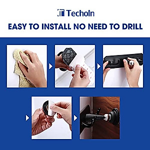Techoln 3 Inch Door Stop with Coat Hooks,ABS Magnetic Door Stop with Two Hooks for Hanging Clothes,No Installation 3m Adhesive Backing