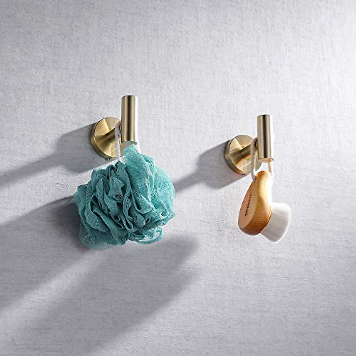 Miyili Brushed Gold Towel Hook SUS 304 Stainless Steel Coat/Robe Clothes Hook for Bath Kitchen Garage Wall Mounted 2 Pack, B01G2