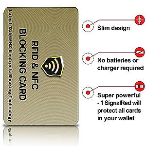 SAITECH IT 2 Pack RFID Blocking Cards One Card Protects Entire Wallet Purse For Men & Women, Contactless Bank Debit Credit Card Protector ID ATM Guard Card – Golden