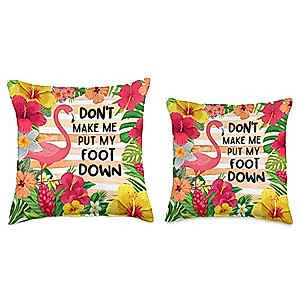 HustlaGirl Don't Make Me Put My Foot Down Pink Flamingo Flowers Throw Pillow, 16x16, Multicolor