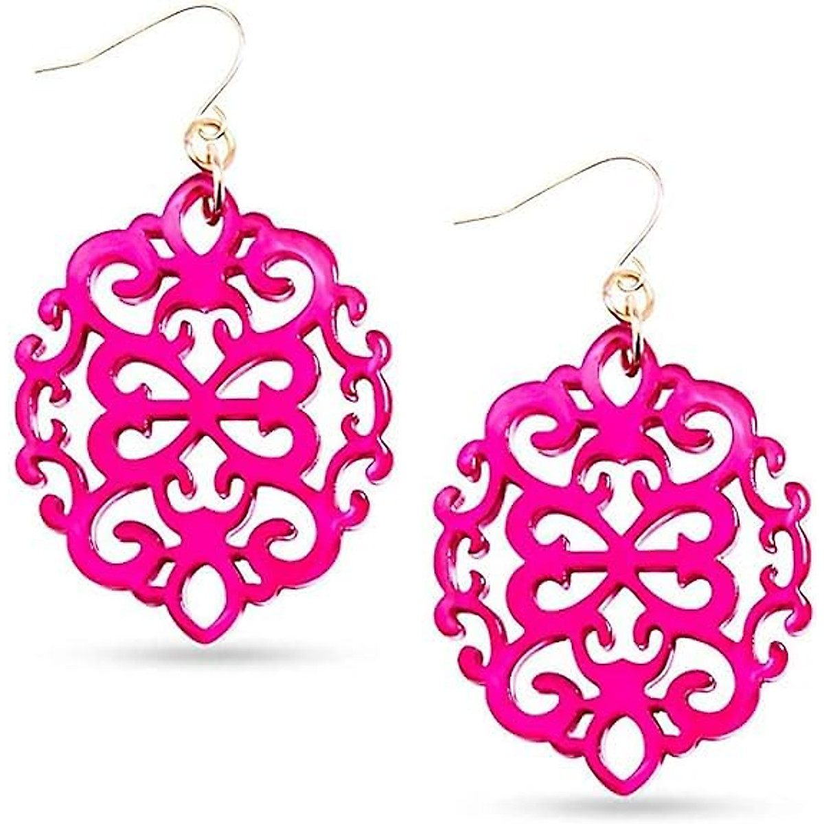 ZENZII Modern Damask Pattern Resin Earring (Hot Pink)