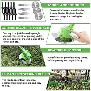 Weed Wacker Cordless Grass Trimmer Weed Eater Electric Brush Cutter Quick Charger Cordless Lightweight Electric Edger Lawn Tool for Lawn Garden Pruning and Trimming