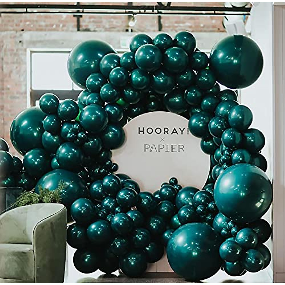 Boognt Double Stuffed Forest Green and Emerald Balloon Garland Arch Kit for Elegant Ladies Birthday Wild One Jungle Baby Shower Bridal Shower Rustic Dinner Party Backdrop Decoration