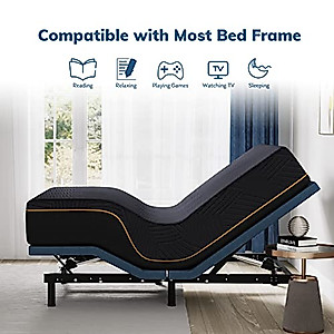 MLILY Queen Adjustable Bed Base Frame with Wireless Remote+14 Inch Queen Memory Foam Mattress,Cool Gel Mattress Bed in a Box, Independent Head & Foot Incline, USB Ports, Zero Gravity, Anti Snore