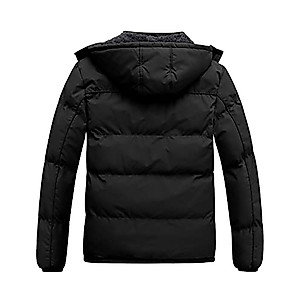Wantdo Men's Warm Puffer Jacket Thicken Waterproof Winter Coat with Hood (Black, Medium)