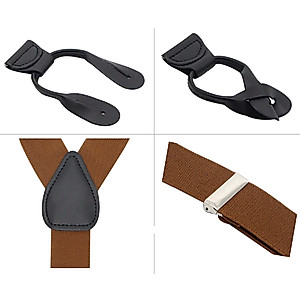 Timiot Y Back Button 1.4" Suspenders for Men with Stylish Leather Button Ends(Coffe)