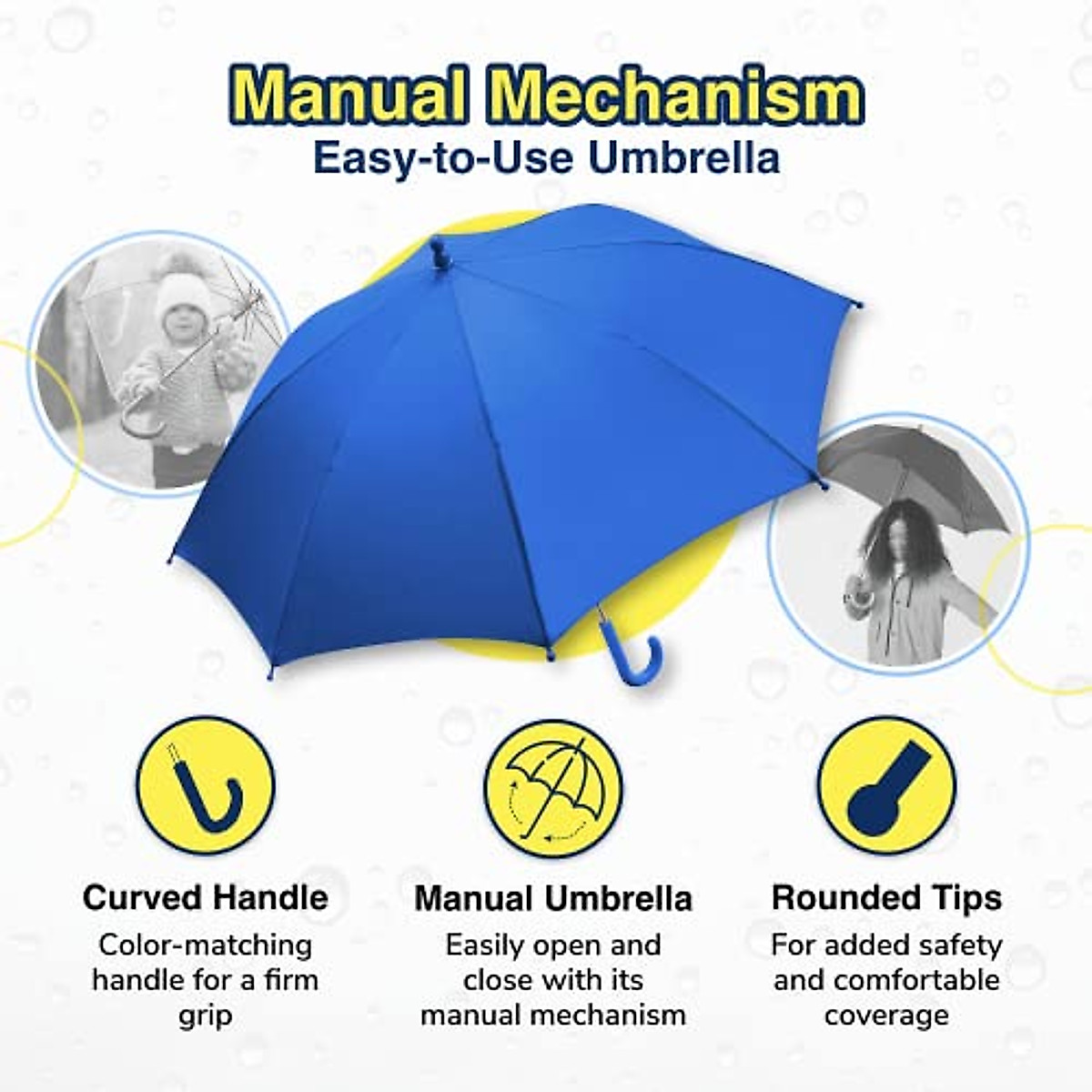 The Weather Station Children's Rain Umbrella, Manual Metal Folding Mini Umbrella, Windproof, Lightweight, and Packable for Travel, Full 32 Inch Arc, Royal