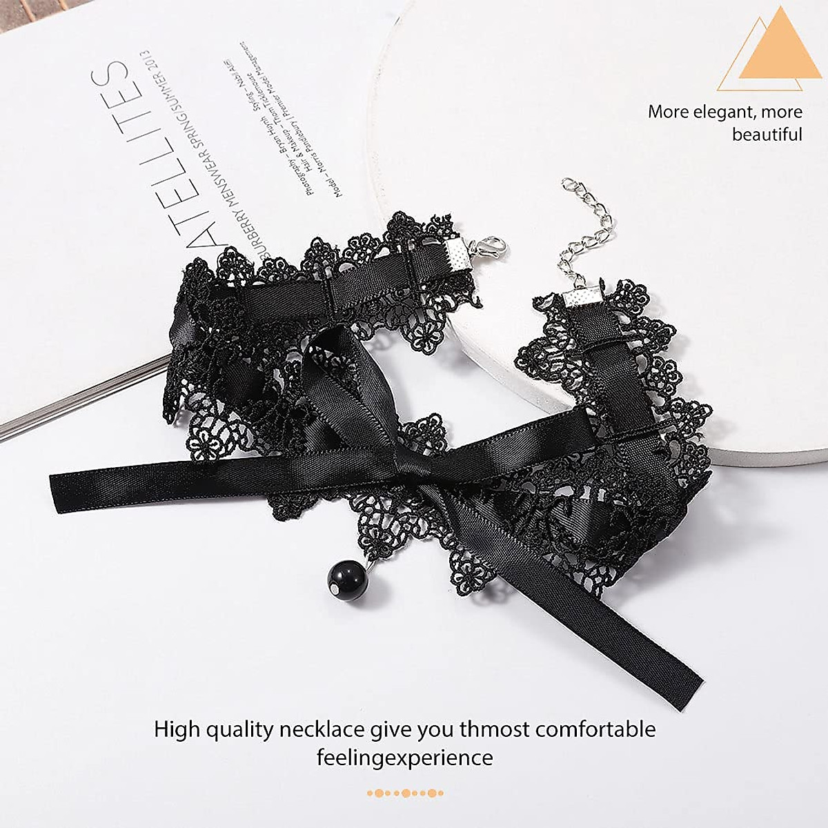 JEAIRTS Black Lace Choker Necklace Velvet Bow-knot Necklaces Halloween Costume Necklace Jewelry Accessories for Women