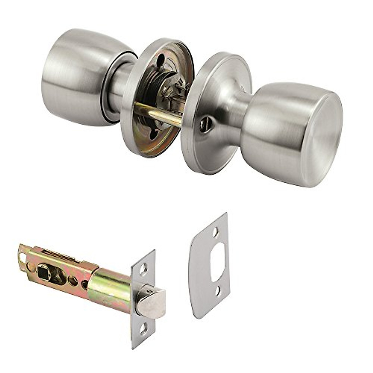 Prime-Line MP65023 Passage Knob, Fits 2-3/8in and 2-3/4in Backset, Tulip, Satin Chrome, (1 set)