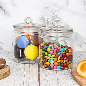 Keketin 32 oz Glass Cookie Jar,Set of 6 Glass Jars with Lids 1 Liter,Airtight Food Storage Containers Glass Apothecary Jars for Kitchen,Glass Kitchen Canisters for Sugar,Flour,Pasta,Snacks,Tea & Rice