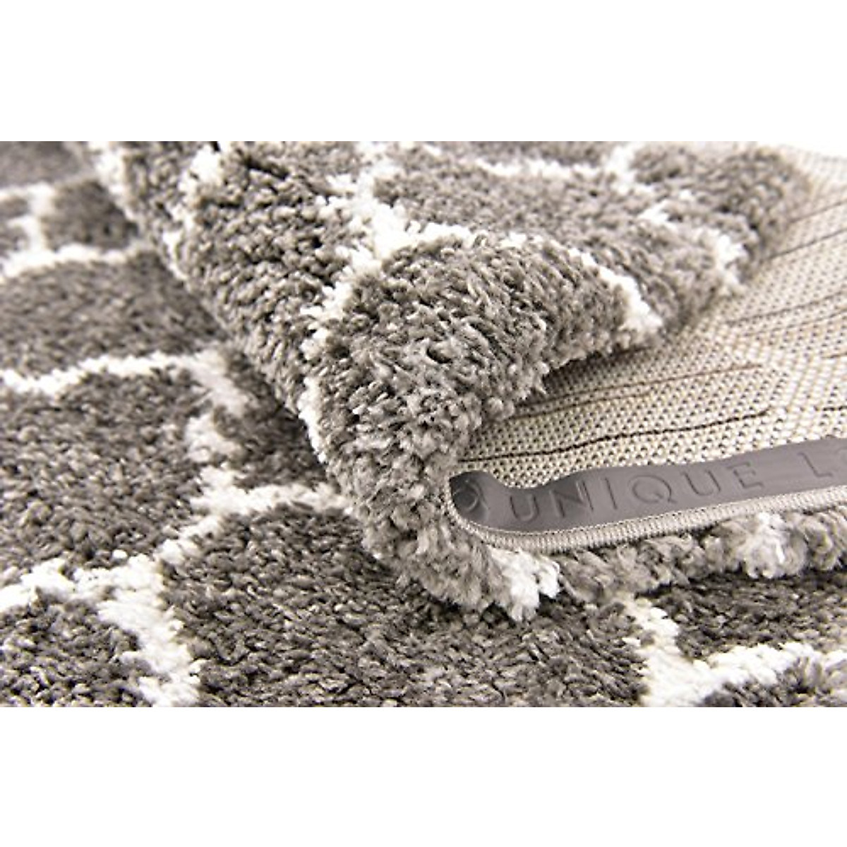 Unique Loom Rabat Shag Collection Area Rug - Marble (5' 1" x 8' Rectangle, Gray/ Ivory)