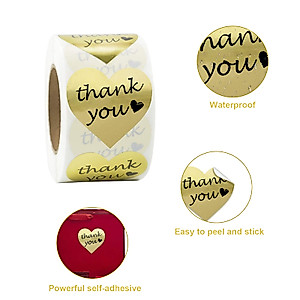 1000PCS Gold Thank You Stickers, 1.5" Thank You Stickers Roll,2Rolls Thank You Labels for Small Business, Packaging Bags,Wedding,Birthday,Christmas, Mother’s Day