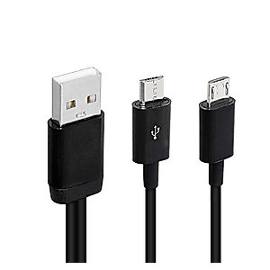 CERRXIAN 8 Inch USB 2.0 Type A Male to Dual Micro USB Male Splitter Y Data Charge Connector Adapter Cable (Black)