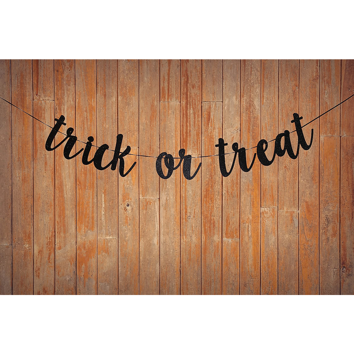 StarsGarden Trick or Treat Burlap Banner Halloween Party Decorations Halloween Black Jute Burlap Garland Mantel Fireplace Wall Hanging for Halloween Party Decor Haunted House Decorations