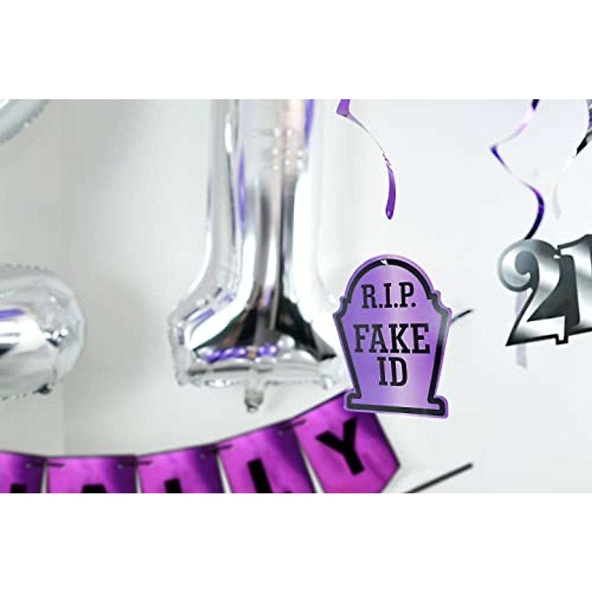 FINALLY LEGAL Purple Party Pack - 21st Birthday Banner, Balloon and Swirls Pack- Birthday Decorations - 21st Birthday Party Supplies, Favors and Gifts