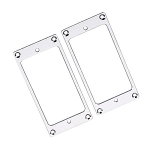 2 Pcs Metal Flat Humbucker Cover Guitar Pickup Frame Mounting Ring (Silver) Chrome Pickup Rings Humbucker Mounting Ring Chrome Guitar Pickup Rings