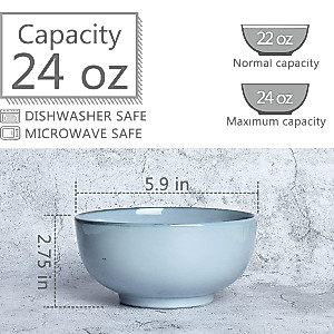 Bosmarlin Ceramic Bowl Set of 4, Dishwasher and Microwave Safe (5.75 Inches, Grey)