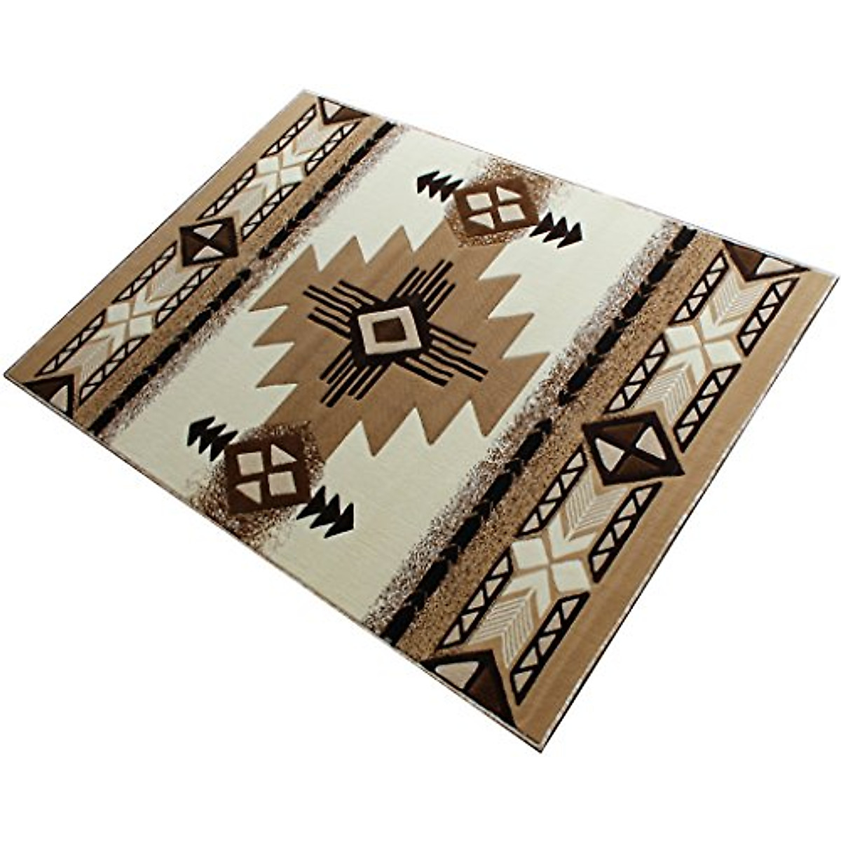 South West Native American Area Rug Design C318 Ivory (5 Feet X 7 Feet)