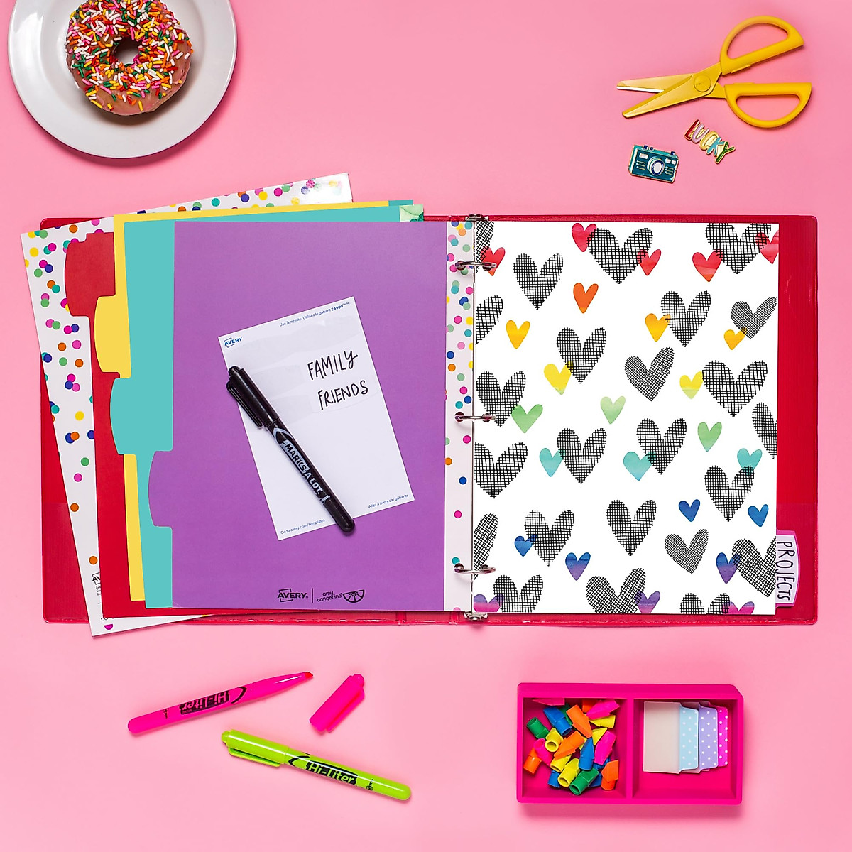 Avery + Amy Tangerine Designer Collection Big Tab Dividers, Rainbow Vibes, 5-Tab Set (11394)