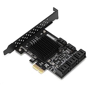 Heayzoki Ports PCI-E to SATA 3.0 Card,PCI Express PCI-e Expansion Card,PCI-E to SATA3.0 Controller Expansion Board,for 7/8/XP/10,with Driver Disc,Semi-High Baffle