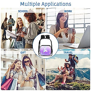 Amlion Custom Clear Backpack with Name Personalized Transparent Backpacks,Customized Logo Photo Clear PVC Backpacks Heavy Duty for College Workplace Travel Sports(Blue Photo)