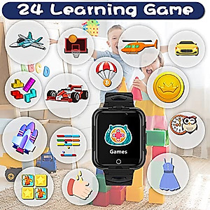 Smart Watch for Kids, Boys Girls Watches with 24 Puzzle Games Call Dual Cameras Video Music Player Flashlight Alarm Calculator 1.54" IPS Touchscreen Electronic Learning Toys Watch for Ages 3-12