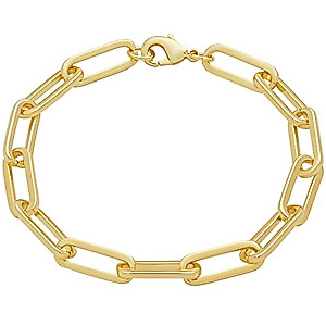 Amazon Essentials 14K Gold Plated Chunky Chain Link Bracelet 7.5", Yellow Gold