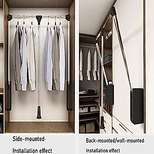 SOBS Pull Down Closet Rod Rail, Liftable Clothes Hanger Dormitory Clothes Bar Closet Pole Clothing Finishing Rack, Adjustable Width Wall Mounting Industrial Wall Frame, 16-59 in