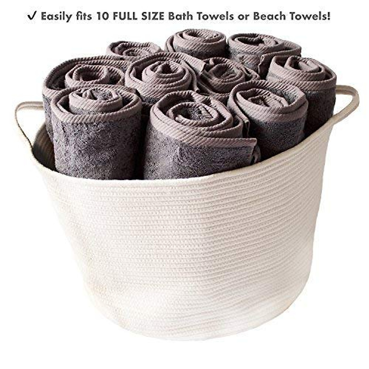Cotton Rope Storage Baskets 23.6"x17.7"x13.8'' Extra Large Boho Blanket Basket Living Room Woven Toy Storage Bin for Blankets Tall Laundry Hamper Baby Nursery Hampers