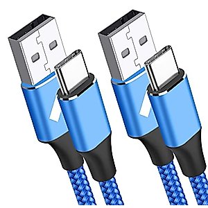 Aiminu [2-Pack, 10ft] Long USB Type C Cable 3A Fast Charging USB-A to USB-C Charger Nylon Braided Cord for Samsung Galaxy S21 S20 S10 S9 S8 Plus,Note 20 10 9 8 7,A71 A51 A32,LG,Moto,PS5（Blue）