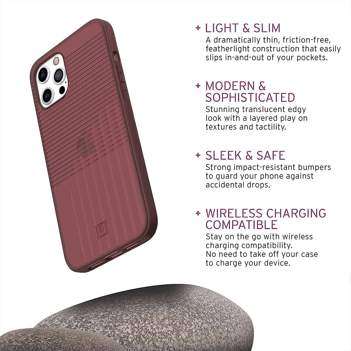 URBAN ARMOR GEAR [U] by UAG Designed for iPhone 12 Pro Max Case [6.7-inch screen] Case Aurora Rugged Lightweight Slim Stylish Shockproof Translucent Protective Phone Cover, Dusty Rose