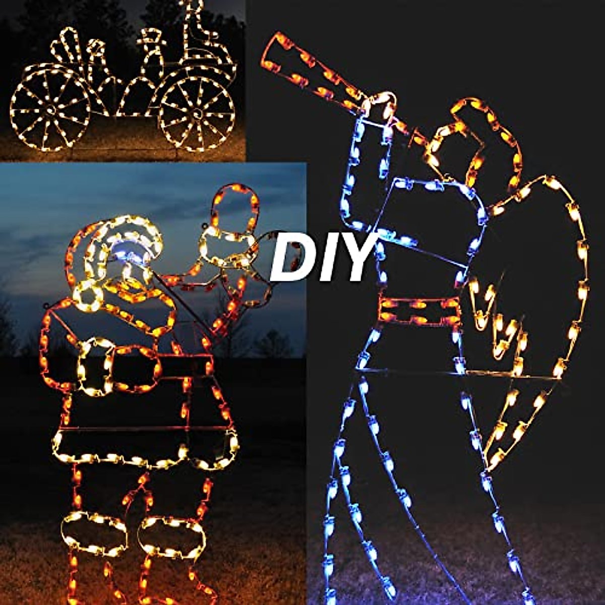 Encoidoz 100FT C9 Outdoor String Light Stringer, E17-12 Socket Spacing, C9 Christmas Stringer Set White Light String for Wedding Patio Event Lighting Decor, White Wire