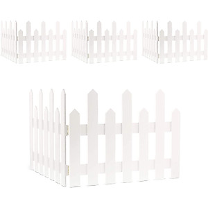 2-Piece Mini White Picket Fence for Christmas Tree or Garden Border (5 Feet Length x 1 Foot Height)