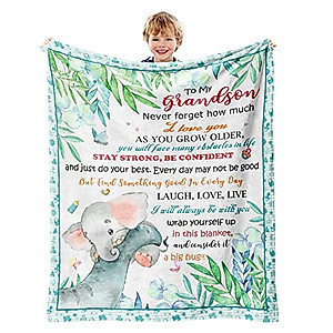 Xutapy Grandson Gifts from Grandma/Grandpa, Birthday Graduation Gifts for Grandson Blanket 40’’x50’’, to My Grandson Gift Ideas, Best Grandson Ever Gift, Baptism for Grandson Blanket