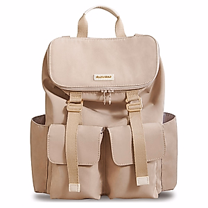 SUNVENO Diaper Bag Backpack, Large Capacity Nappy Changing Bag Featuring Bottle Pockets, Changing Pad, Stroller Clips and Comfortable Backpack Straps, Brown