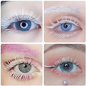 White False Eyelashes Halloween White Eye lashes Extension Tools Anime Cosplay Makeup Natural Looking Masquerade Party Eyelashes(White)