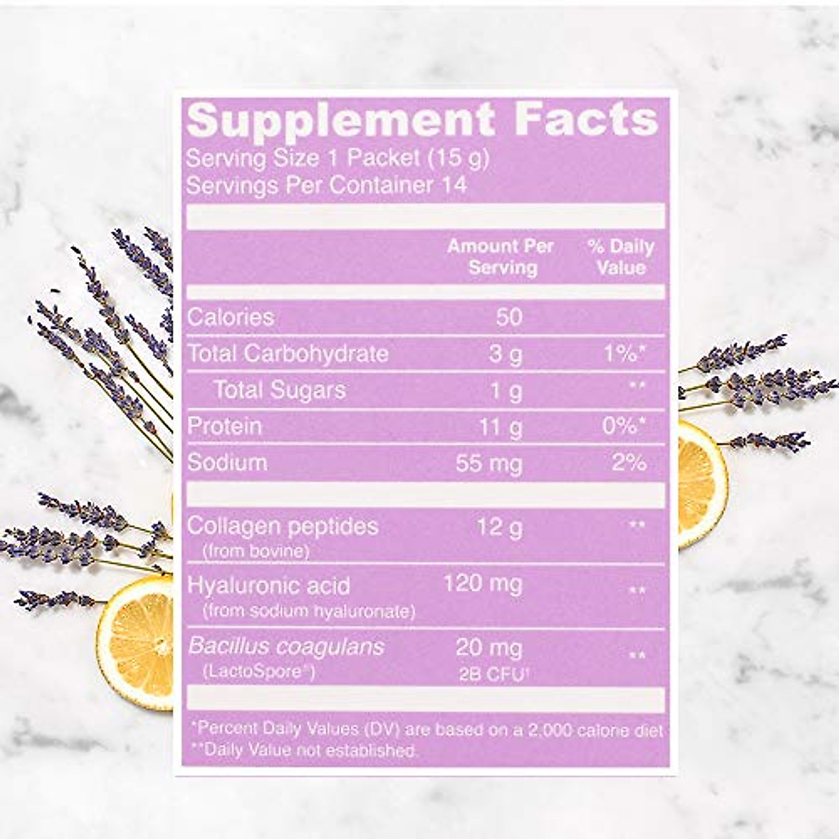 Vital Proteins Beauty Collagen Peptides Powder Supplement for Women, 120mg of Hyaluronic Acid - Enhance Skin Elasticity & Hydration, 12g of Collagen Per Serving, Lavender Lemon - Stick Packs 14ct