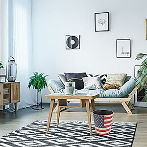 Cabilock US American Flag Trash Can Vintage Wastebasket PU Leather Waste Paper Bin Decorative Garbage Can Waste Bucket for Home Office USA Flag Pattern